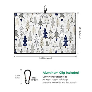 Golf Towel Christmas Grey Xmas Tree White,Waffle Pattern Microfiber Club Cleaner Golf Towels with Carabiner Clip for Women Men Dad,Winter Snowflake Cedar Golf Towel for Golf Bags Accessories,24x16in
