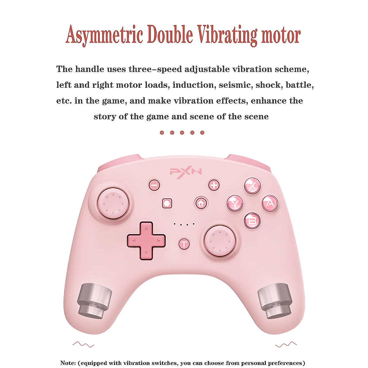 PXN Wireless Switch Controller, Gamepad Joystick with NFC/Amibo/Turbo, Screenshot Gyrox Axis and Dual Vibration, Switch for Nintendo Switch (Pink)