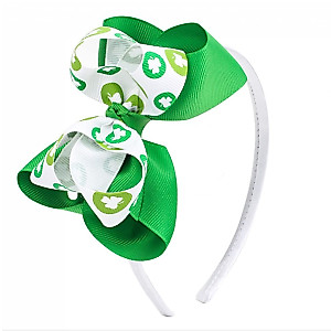 4Pcs St. Patrick's Day Hair Clips/Headbands Handmad Irish Green Shamrock HairBand Lucky Shamrock Hair Clips Costume Hair Accessory for Women, Girls (LLucky Headbands)