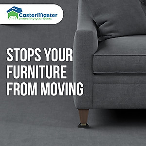 CasterMaster Non Slip Furniture Pads- 2x2 Square Rubber Anti Skid Caster Cups, Leg Coasters- Couch, Chair, Feet, and Bed Stoppers- Anti-Sliding Floor Protectors for Furniture (Set of 4) Black