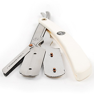 Parker SRW Straight Edge Barber Razor for Men with 100 Parker Platinum Stainless Steel Single Edge Barber Razor Blades for a Barber Shop Shave