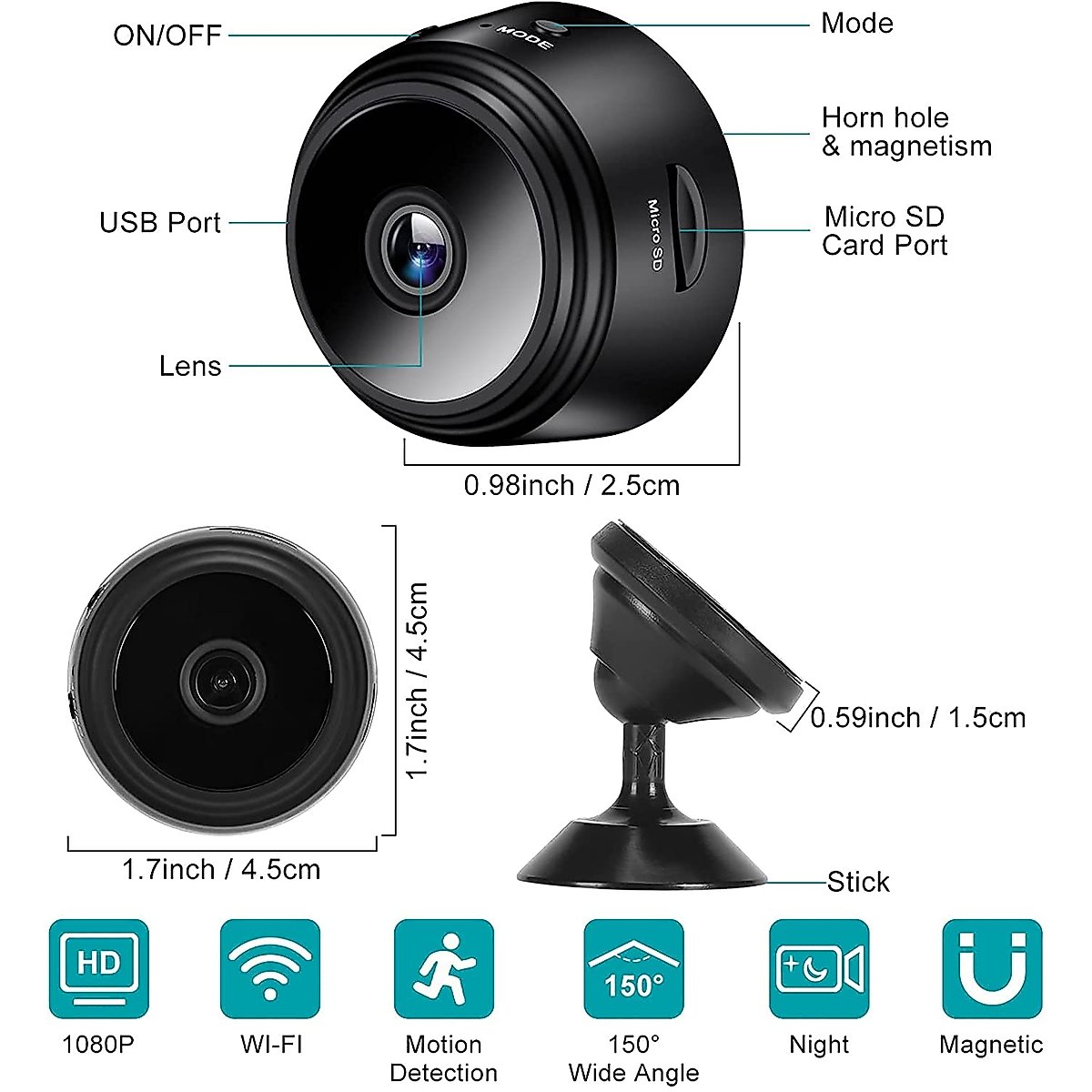 LUOWAN 2021 New Mini Camera 1080P Hidden Camera， Video Live Feed WiFi Wireless Cameras，with Night Vision Motion Detection1