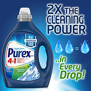 Purex Liquid Laundry Detergent, Mountain Breeze, 2X Concentrated, 126 Loads
