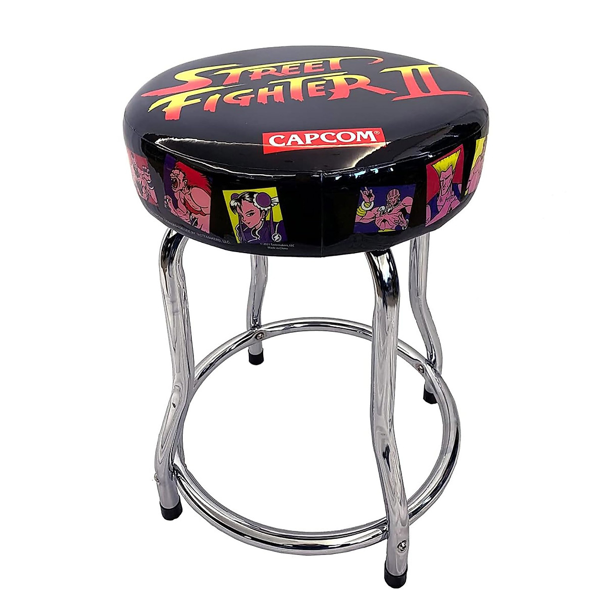 Arcade1Up Adjustable Padded Arcade Game Stool, Steel Frame, Midway Legacy, 21.5" to 29.5"