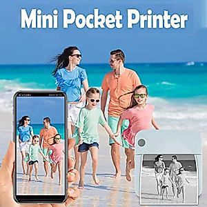 TVAIGER Mini Printer, Portable Thermal Printer, Bluetooth Inkless Lable Printers with 6 Rolls Printing Paper Compatible with iOS and Android for Label Receipt Photo Notes and Memos