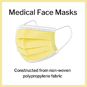 McKesson Medical Face Masks, Level 1 - Pleated with Ear Loops, Non-Sterile, Yellow - One Size Fits Most Adults, 7 in x 3.75 in, 50 Count, 1 Pack