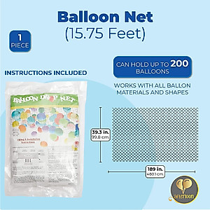 AFTERLOON® 16 ft 200 Balloon Drop Net - Easy to Use Balloon Release System for Ceiling Release, Birthday Party, Graduation, New Years Eve