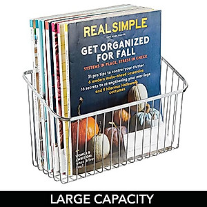 mDesign Small Metal Wire Wall Mounted Storage Organizer Basket Bin for Hanging in Kitchen, Garage, Entryway, Mudroom, Bedroom, Bathroom, Laundry Room - Unity Collection - 2 Pack - Chrome