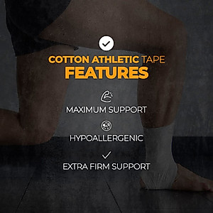 WOD ST-ACST Sports Athletic Tape, White (Pack of 3). Latex-free Self-Adhesive for Wrist, Ankle, Shoulder, Knee, and Hand Protection, for Weightlifting, Lacrosse, Hockey, Football, Lifters, & Climbers.