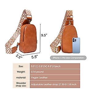 Huwzder Sling Bag for Women PU Leather Sling Bag Small Crossbody Sling Backpack Multipurpose Chest Bag for Women Cycling (A-Orange)