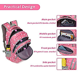 2022 Backpacks for Teen Girls 3PCs with Lunch Bag Pen Case, Breathable Lightweight Teenager Girl Bookbags for Middle High School University, 24L Cute Back Packs for Day Use, Pink Paw