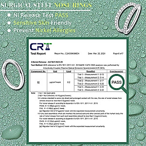 CASSIECA 5Pcs 16G Surgical Steel Nose Rings Hoop for Women CZ Clicker Hinged Septum Ring Lip Helix Cartilage Double Hoop Earring Daith Rook Conch Body Piercing Jewelry for Women 8mm