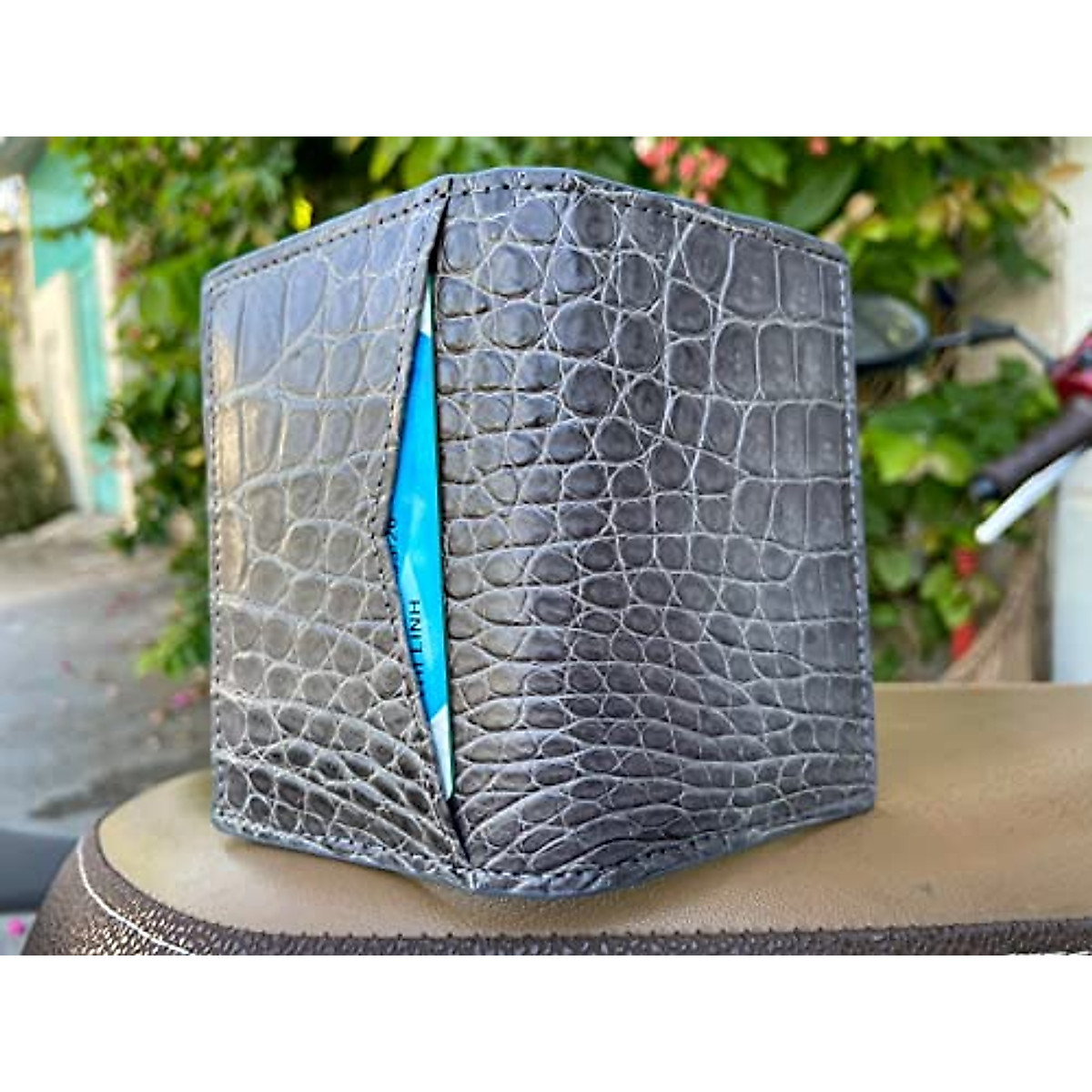 Double side Grey Crocodile Alligator leather skin Credit Cardholder, leather credit cardcase, leather creditcard cover
