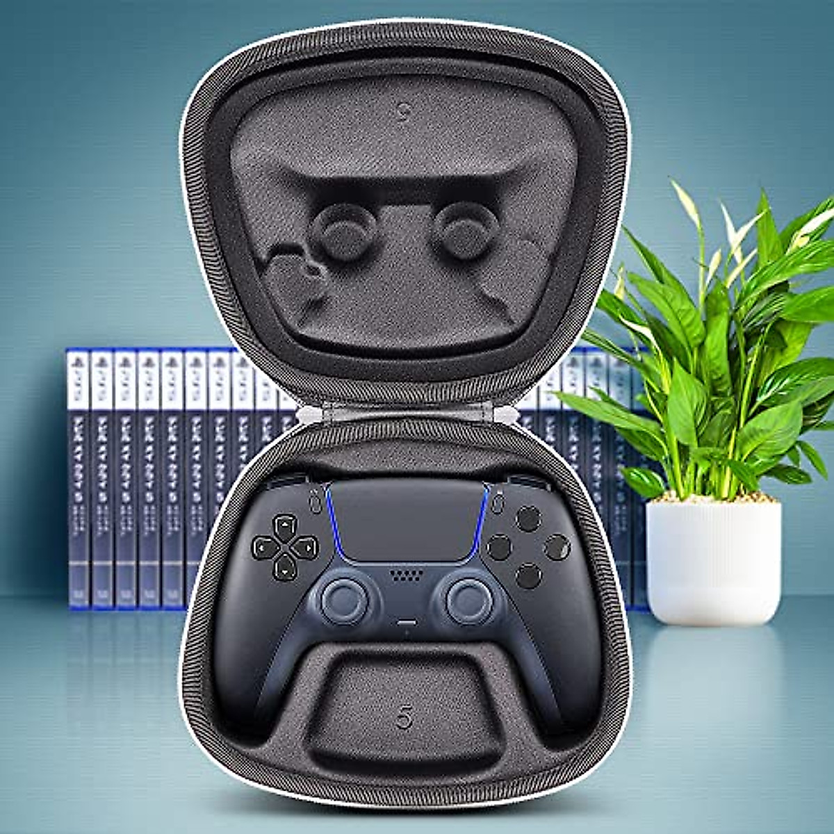 sisma Travel Case Compatible with PS5 DualSense Wireless Controller, PlayStation 5 Controller Holder Home Safekeeping Protective Cover Storage Case Black Carrying Bag