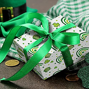 AnyDesign 12 Sheet St. Patrick's Day Wrapping Paper 6 Design Green Lucky Shamrock Rainbow Print Wrapping Paper Decorative Art Paper for Holiday Party Celebration, 19.7 x 27.6 Inch, Folded Flat
