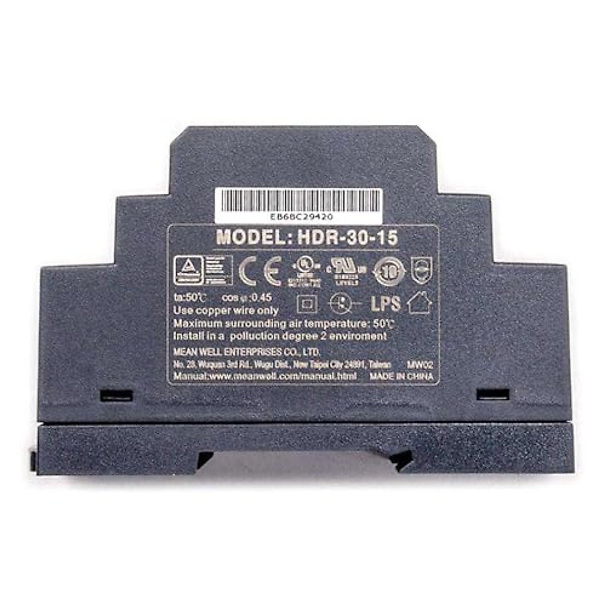 TorqCali HDR-30-15 30W DIN Rail Power Supply 15V Constant Current, Compact Design for Industrial Automation, Building Automation, and Process Control