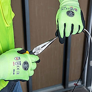 Klein Tools J203-8 8-Inch Needle Nose Pliers, Heavy Duty Cutting, Extended Handles, High Leverage, Induction Hardened with Hot-Riveted Joint