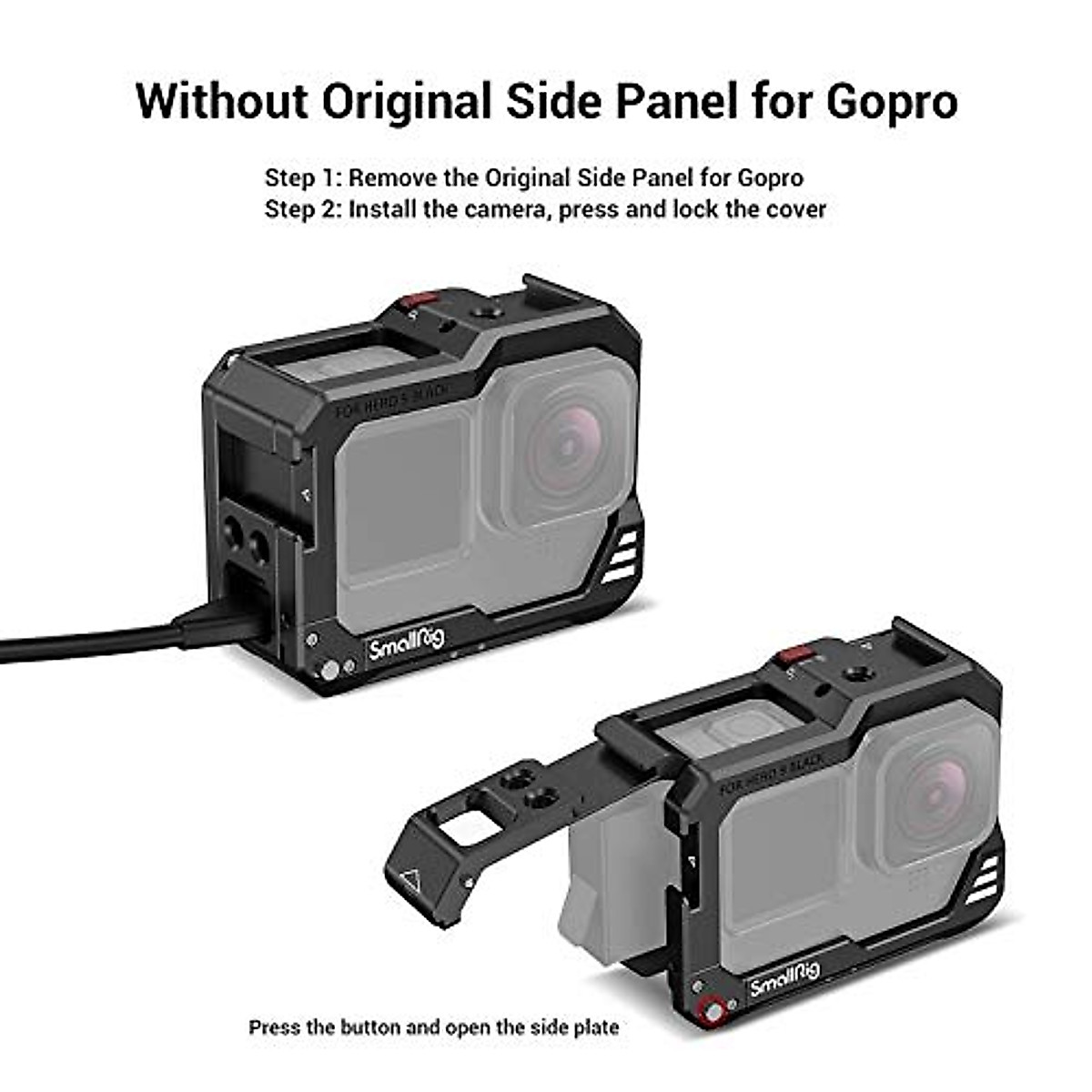 SmallRig Hero11 Cage / Hero10 Cage / Hero9 Cage , Aluminum Video Cage with 2 Cold Shoe Mount for Mic and Led Light , Compatible with Max Lens Mod for GoPro Hero9 / Hero10 / Hero11 Black 3084B