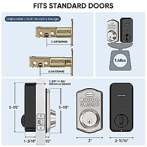 TICONN Keyless Entry Door Lock Deadbolt with Keypad, Smart Locks for Front Door with Passcode, Traditional Style Door Lock Security with Auto Lock and Spare Keys (Satin Nickel)