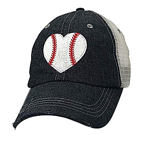 Cocomo Soul Womens Baseball Heart Hat Baseball Love Hat Baseball Mom Hat Cap 200 Dark Grey