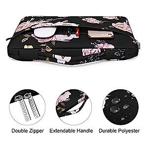 MOSISO Compatible with MacBook Pro 13 inch Case M2 2023, 2022, 2021-2016 A2338 M1 A2251 A2289 A2159 A1989 A1708 A1706, Plastic Peony Hard Shell&Bag&Keyboard Cover&Webcam Cover&Screen Protector, Black