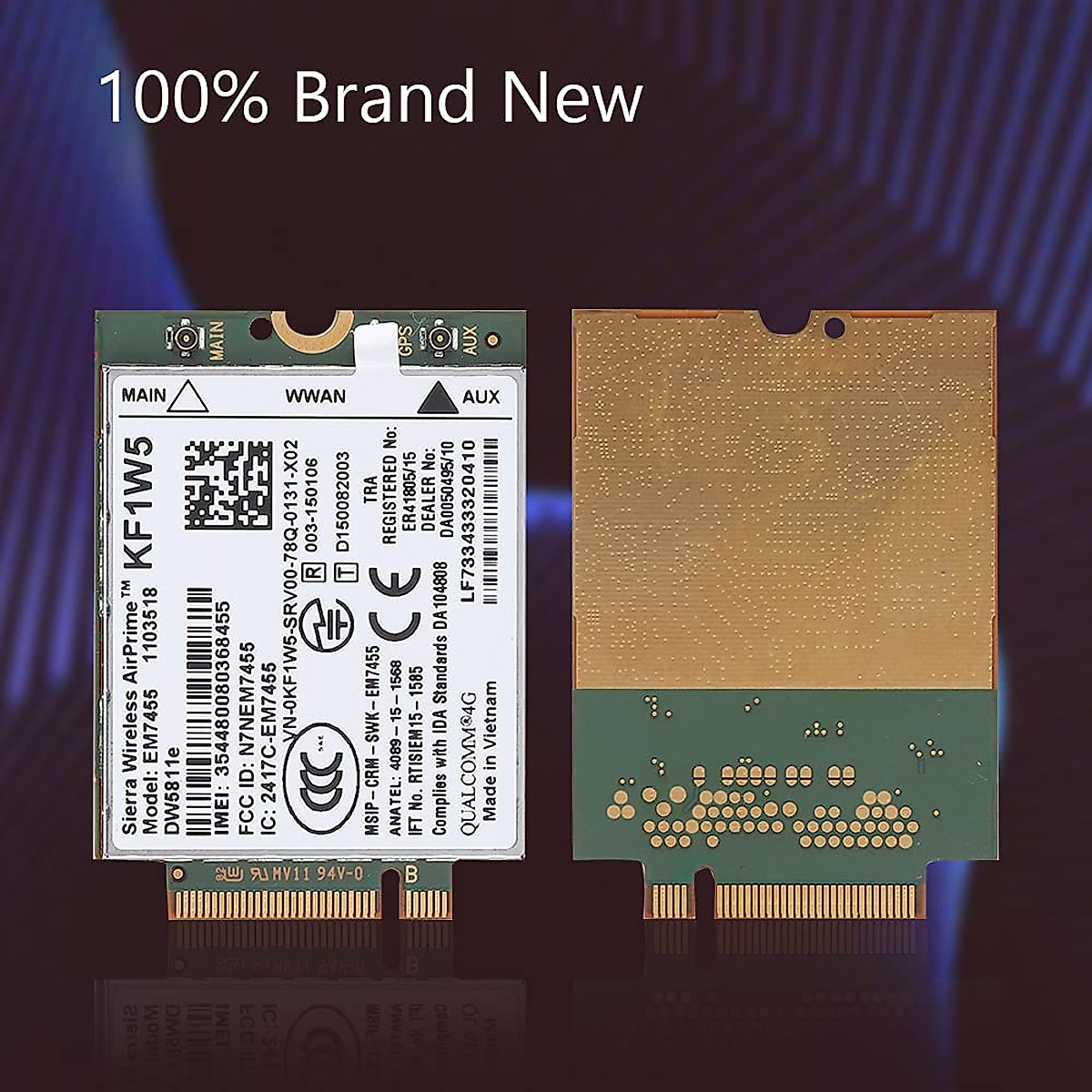 EM7455 4G Module Network Card, PCIe M.2 Replacement EM7455 Network Card for DW5811e 3P10Y 300 Mbps 4G LTE WWAN NGFF Card Module Fit for PC Laptops