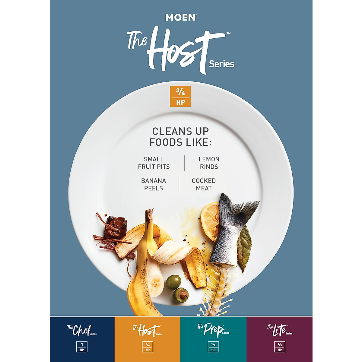 Moen EX75C GX Series Garbage Disposal, 3/4 HP, Unfinished