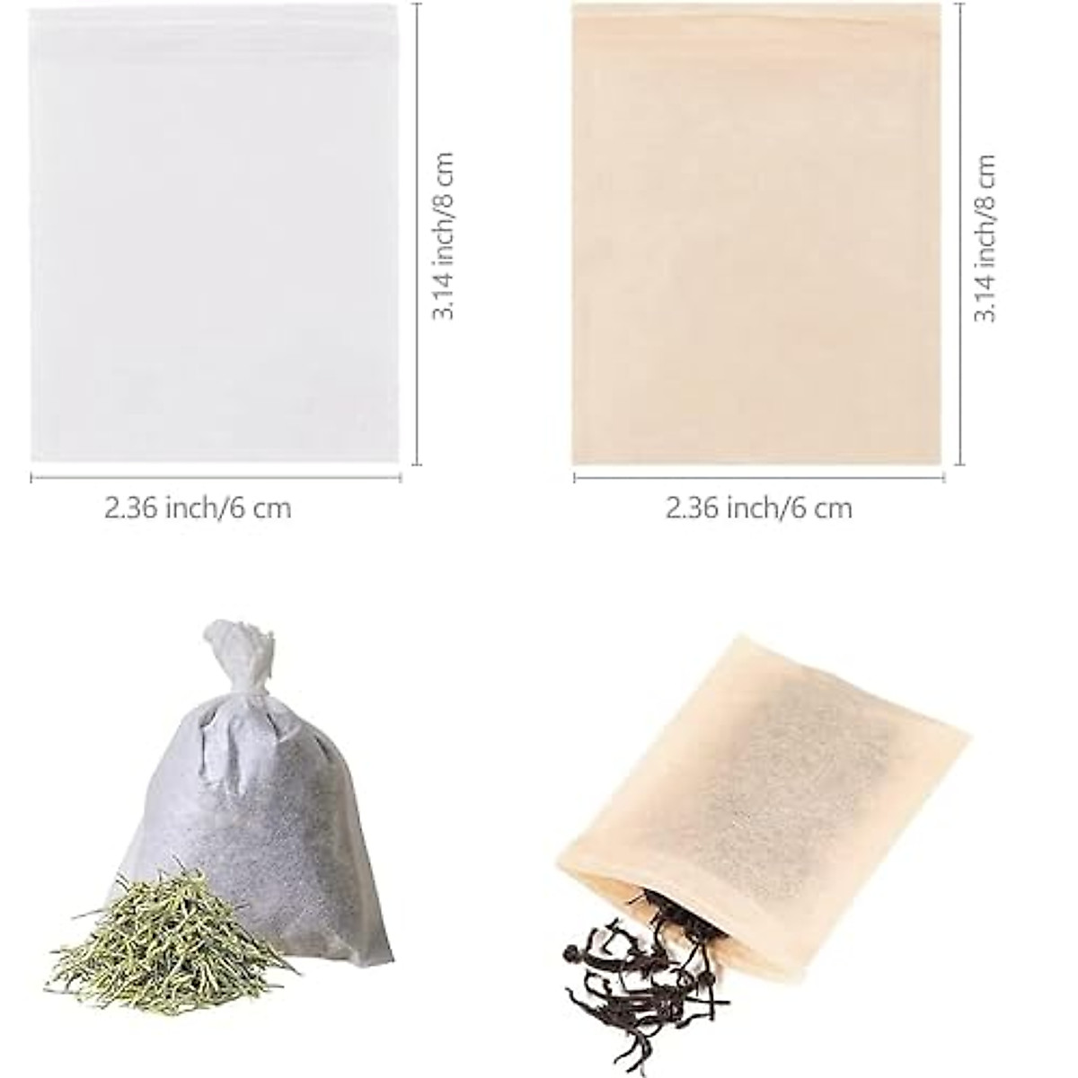 LANSKLBD - 200 Pcs Disposable Tea Bags for Loose Leaf Tea, Tea Filter Bags for Loose Tea, Wood Pulp Material, Empty Tea Bags (2.36 x 3.15 Inch))