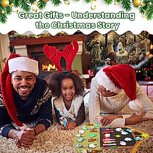 Enhon DIY Felt Christmas Tree Set, Felt Nativity Advent for Christmas with 29 Pcs Detachable Ornaments, Felt Christmas Tree, Christmas Door Wall Hanging Decor, Christmas Decor