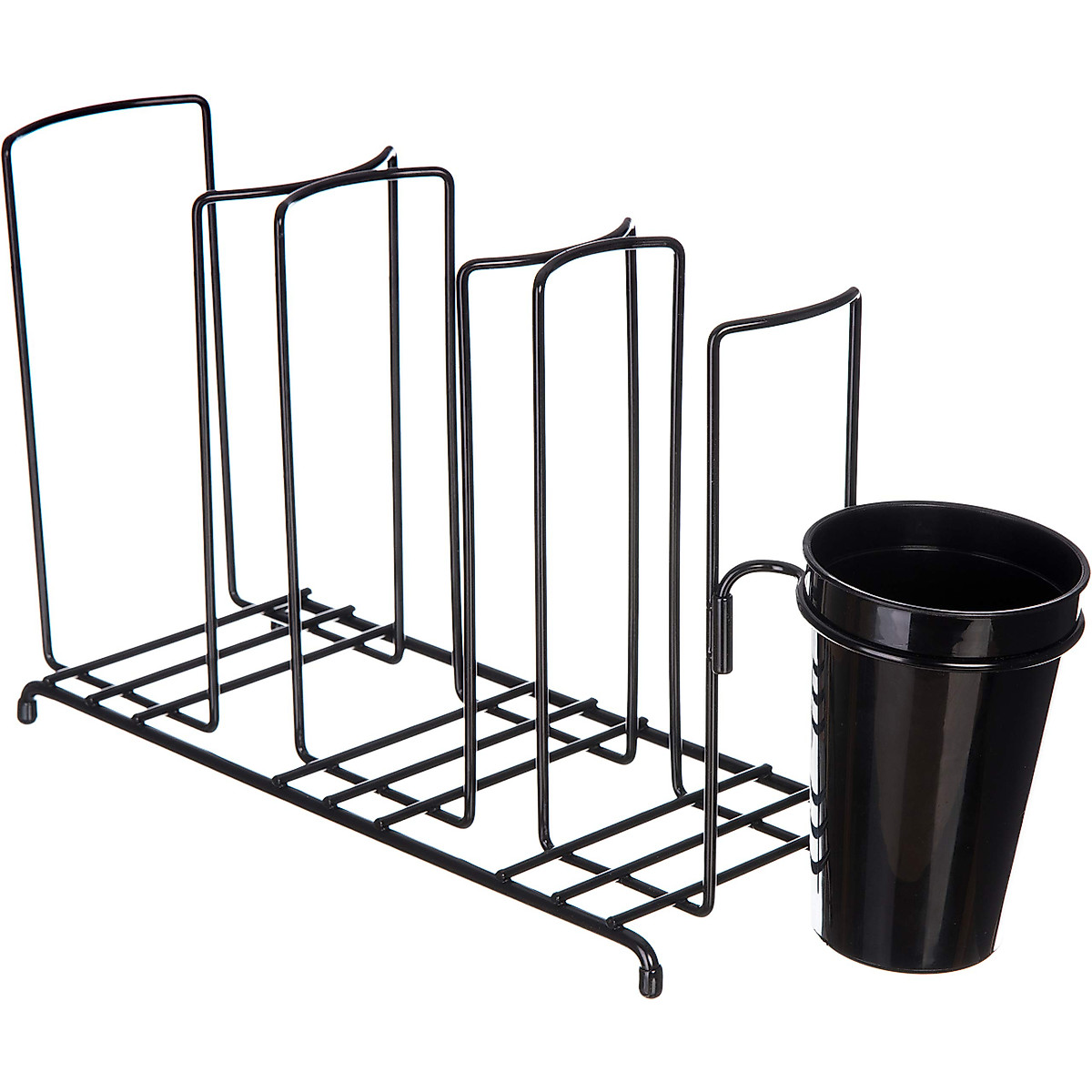 San Jamar C8005WFS Steel Cup and Lid Wire Organizer with Caddy and 5 Stacks, Black