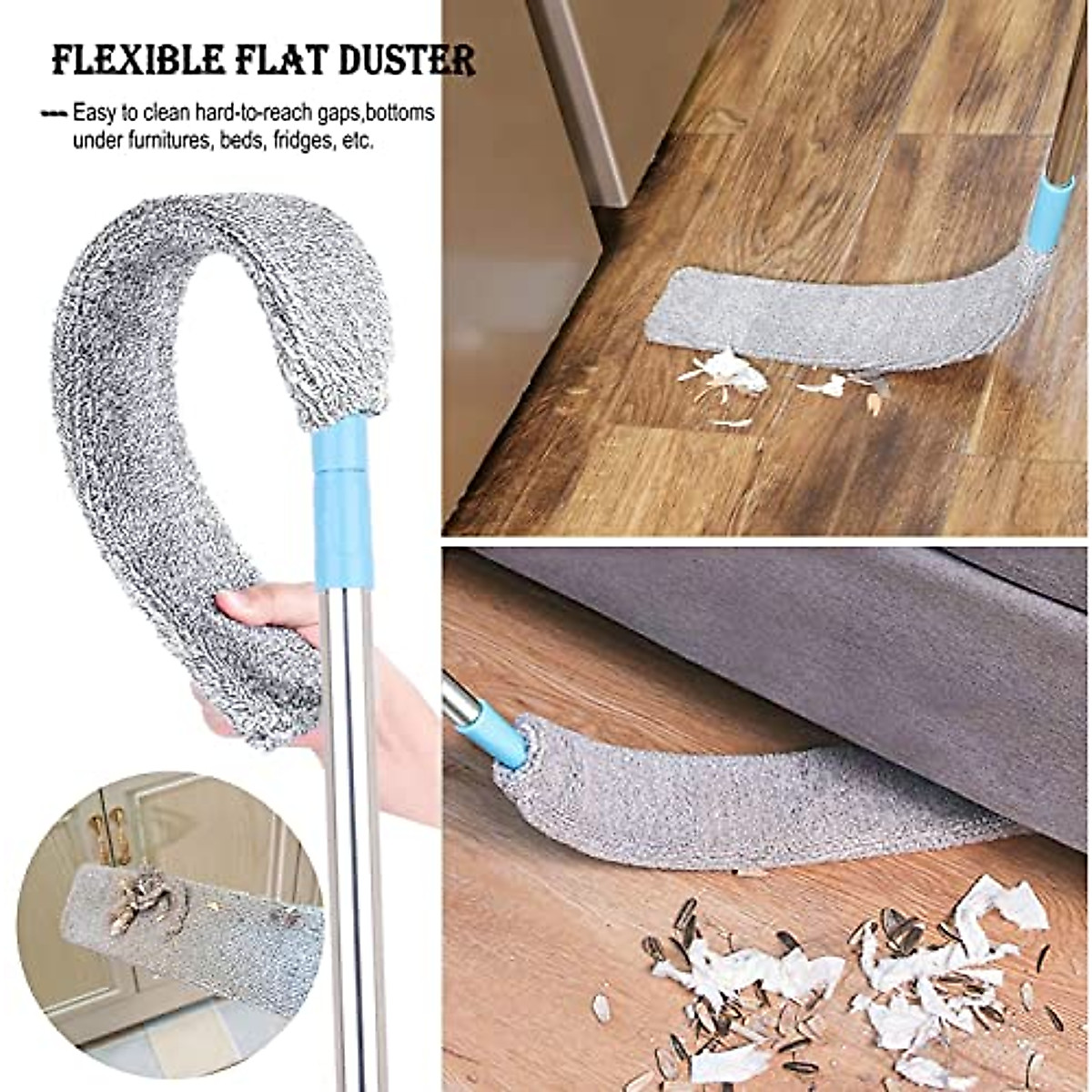 Retractable Gap Dust Cleaner Under Appliance Microfiber Duster Dust Brush with Extension Pole (36 to 55 inches) Cleaning Duster for Bed High Ceilings Furniture Bottom Household Gap Duster