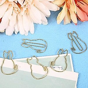 Cat Shaped Paper Memo Clips, Cat Paper Clips Specially Shaped Bookmark Clip Metal Clip Stationary Supply Gifts for Cat Lovers for Women Students Kids Teachers