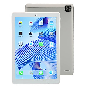 TOPINCN Kids Tablet, 10.1 Inch Tablet Silver 100-240V for Drawing for Android 10 (US Plug)