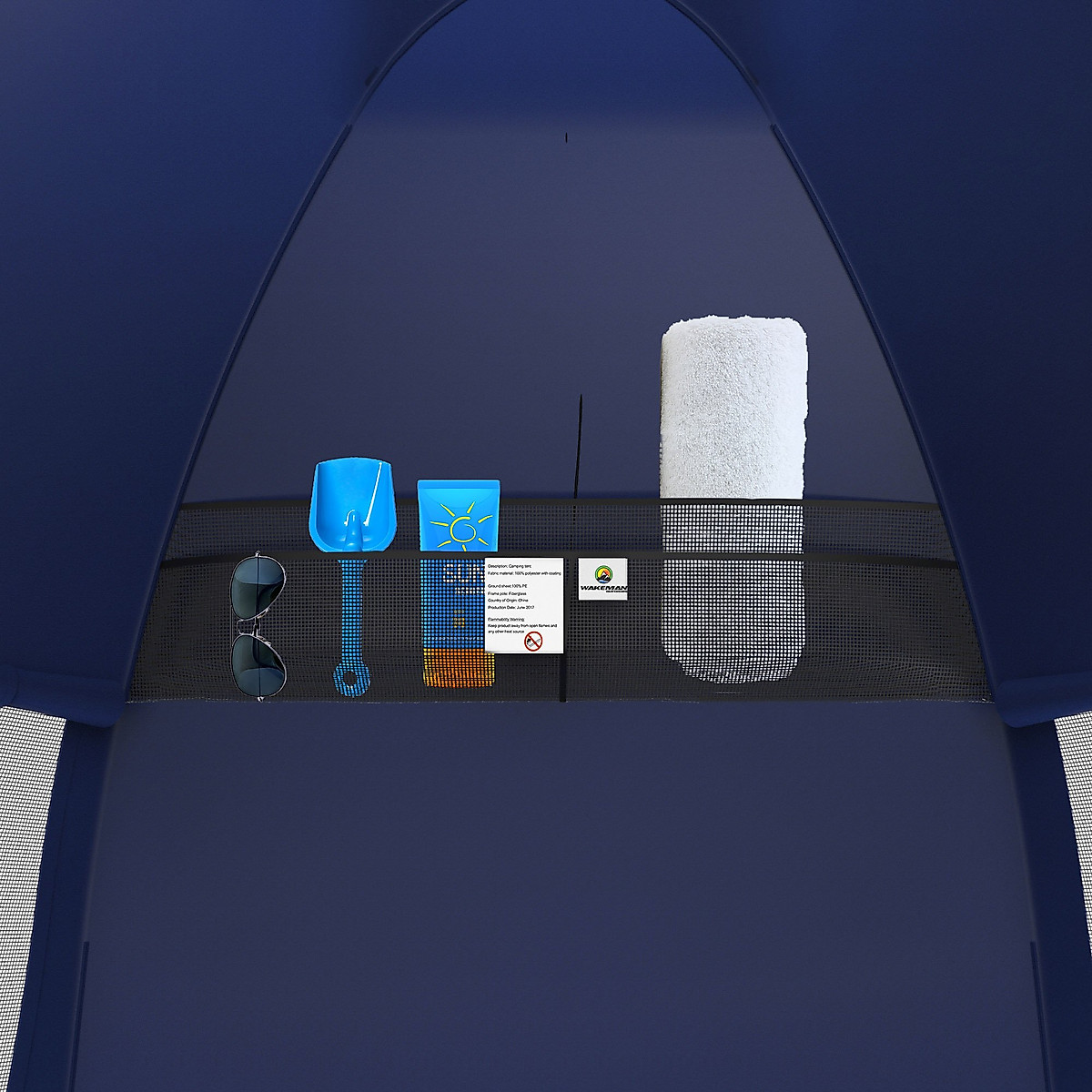 Pop Up Beach Tent Sun Shelter for Shade with UV Protection, Water and Wind Resistant, Instant Set Up and Carry Bag by Wakeman Outdoors, Navy, 55" x 87" (153133NYX)