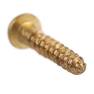 #3 x 3/8" Solid Brass Round Head Slott Drive Wood Screws - Pack of 25 - Self Tapping Screws for Wood - RH8-B (25)