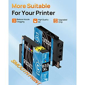 E-Z Ink (TM Compatible Ink Cartridge Replacement for HP 932XL 933XL 932 933 to use with Officejet 6100 6600 6700 7110 7510 7610 7612 Printer (1 Black, 1 Cyan, 1 Magenta,1 Yellow) 4 Pack