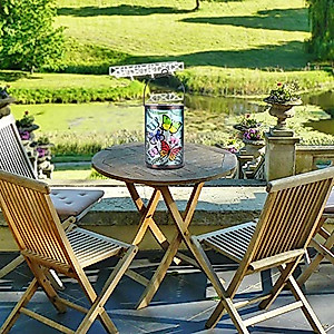 Afirst Hanging Solar Lantern - Decorative Outdoor Glass Solar Butterfly Lights Waterproof LED Tabletop Lamp for Garden Yard Patio Decor