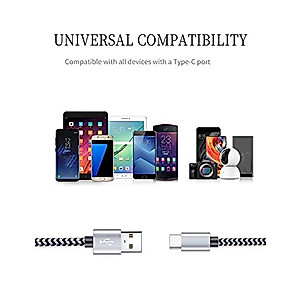 Teeind USB Type C Cable Fast Charging, Tpc001 5 Pack(6Ft 3A) Braided C Charger Cables Compatible with Samsung S10e/note 9/s10/s9/s8 Plus/A80/A50/A20