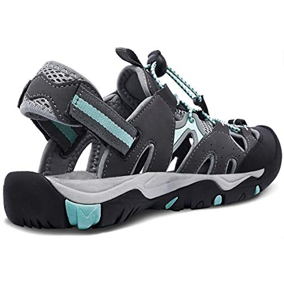 atika Women Athletic Outdoor Sandal, Closed Toe Lightweight Walking Water Shoes, Summer Sport Hiking Sandals, Phoenix Dark Grey & Aqua, 9