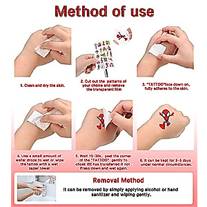 198PCS Spider Temporary Tattoos for Kids, 8 Sheets Luminous Birthday Party Supplies Favors, Anime Favors Decorations Cute Fake Stickers Teens, Water Bottles, Green