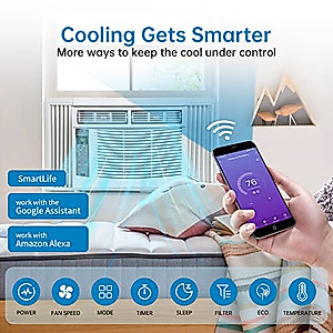 Garvee Window Air Conditioner 6000 BTU, Efficient Cooling Window AC Unit with Remote and App Control, Window-Mounted Room Air Conditioner for Rooms up to 250 Sq.ft, 3 Fan Speeds, Easy Install Kit