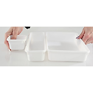 HOME-X Connecting Organizer Trays, Set of Interlocking Adjustable Trays for Organizing Office Supplies and Kitchen Utensil Drawers, Set of 8, 3 Sizes, White