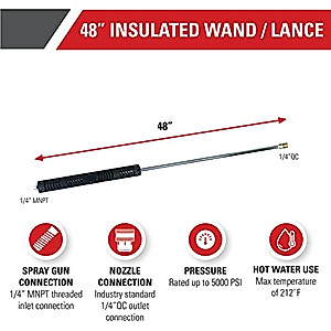 Simpson Cleaning 80179 Universal 48-Inch Insulated Pressure Washer Wand for Hot and Cold Water use up to 5000 PSI