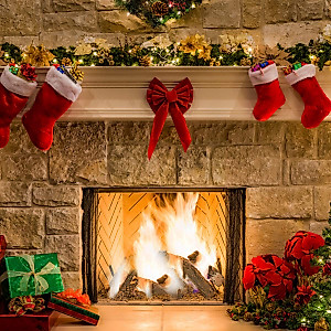 Goplus Ceramic Wood Gas Fireplace Log Set for Ventless, Propane, Gas, Gas Inserts, Vent-Free, Gel, Ethanol, Electric, Indoor, Outdoor Fireplaces and Fire Pits (9 PCS)