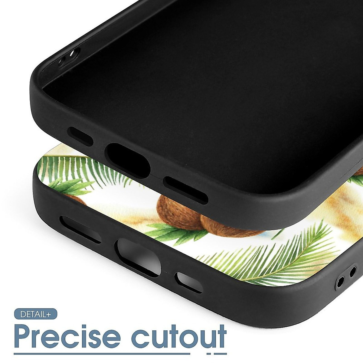 Niapessel Compatible with iPhone 15 Plus Case Coconut and Palm Trees Print Shockproof Protective Phone Cases Slim Thin Cover TPU for Women Men Boys Girls