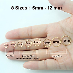 Thin Nose Rings Hoops for Women/Men,Tiny Small Silver Nose Rings 22g for Nose Piercings (1pc - 22 gauge - 7mm,925 Sterling Silver)