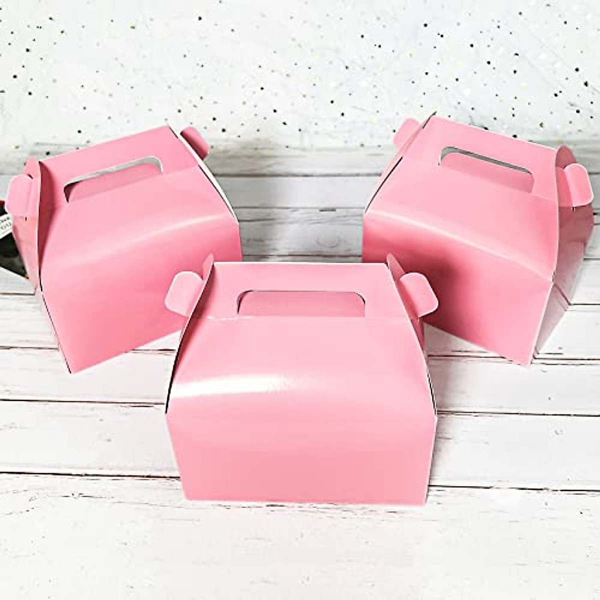 25-Pack Gable Candy Treat Boxes,Small Goodie Gift Boxes for Wedding and Birthday Party Favors Box 6.2 x 3.5 x 3.5 inch (Pink,25)