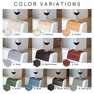 Sofa arm Tray Table Couch Bedside Wood Coaster Coffee Cup Foldable armrest Caddy end Protector Folding Living Room Furniture mat tv Chair Tables Trays with Fabric (Color 4.Grey)