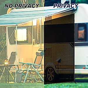 PAULINN RV Awning Side Sunshade Screen 9' X 7', Black Mesh Screen for UV Blocker and Privacy, Complete Camper Awning Side Shade Screen Kit for Motorhome Camping Trailer Canopy