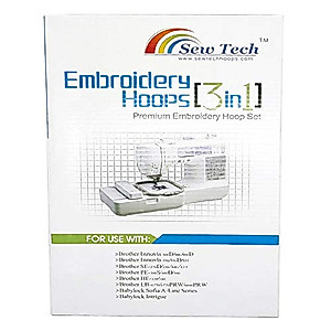Sew Tech Embroidery Hoops for Brother SE600 PE550D SE700 PE535 SE400 PE525 PE540D PE500 SE625 SE425 Innovis Babylock Brother Embroidery Machine Hoop (3in1 Set)